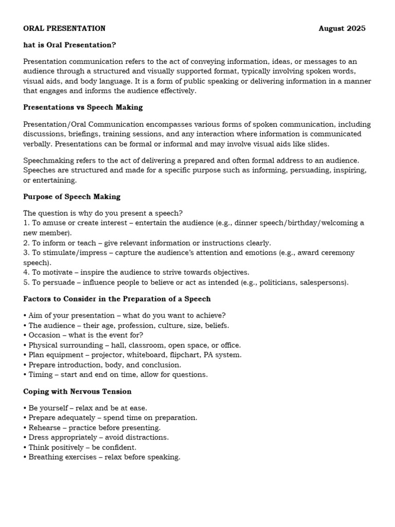 Effective Oral Presentation Techniques | PDF | Public Speaking ...