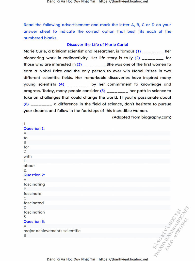 Life Stories - Test 1 | PDF
