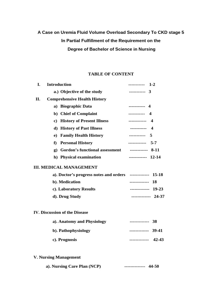 Uremia and Fluid Overload in CKD Stage 5 | PDF | Chronic Kidney Disease ...