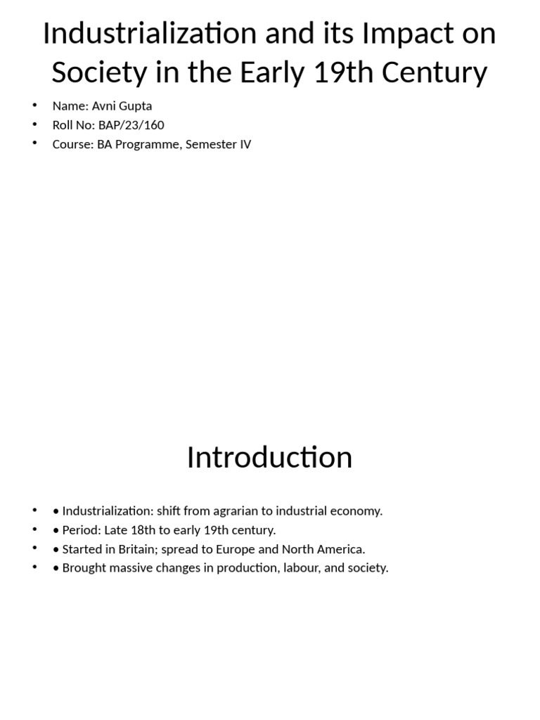Impact of 19th Century Industrialization | PDF | Karl Marx ...