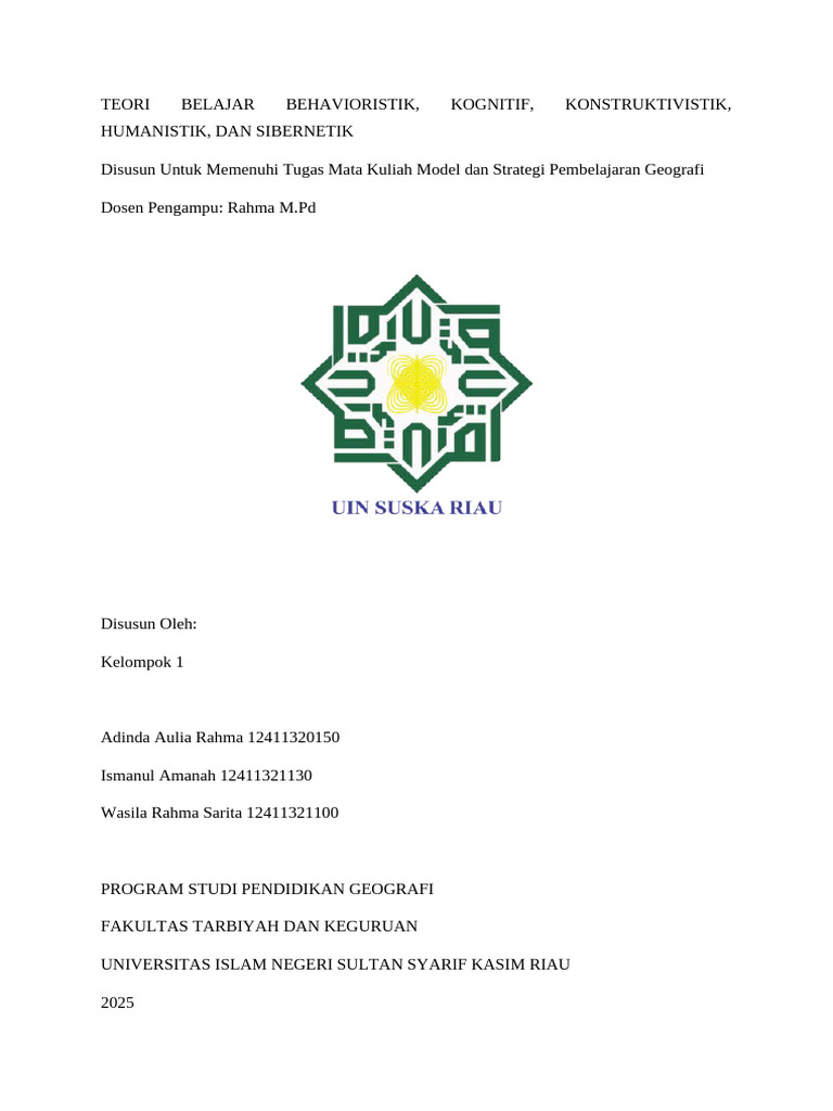 Makalah Model Dan Strategi Pembelajaran Geografi - Ismanul Amanah - SMT ...