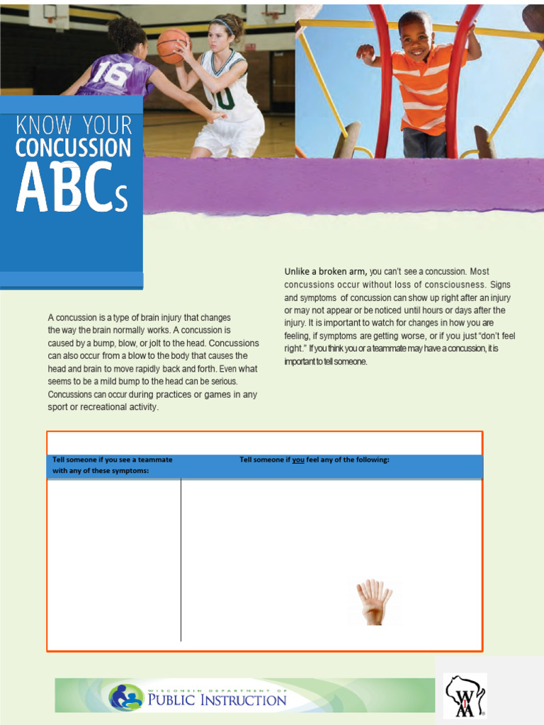 Wisconsin Athlete Concussion Guide | PDF | Concussion | Clinical Medicine