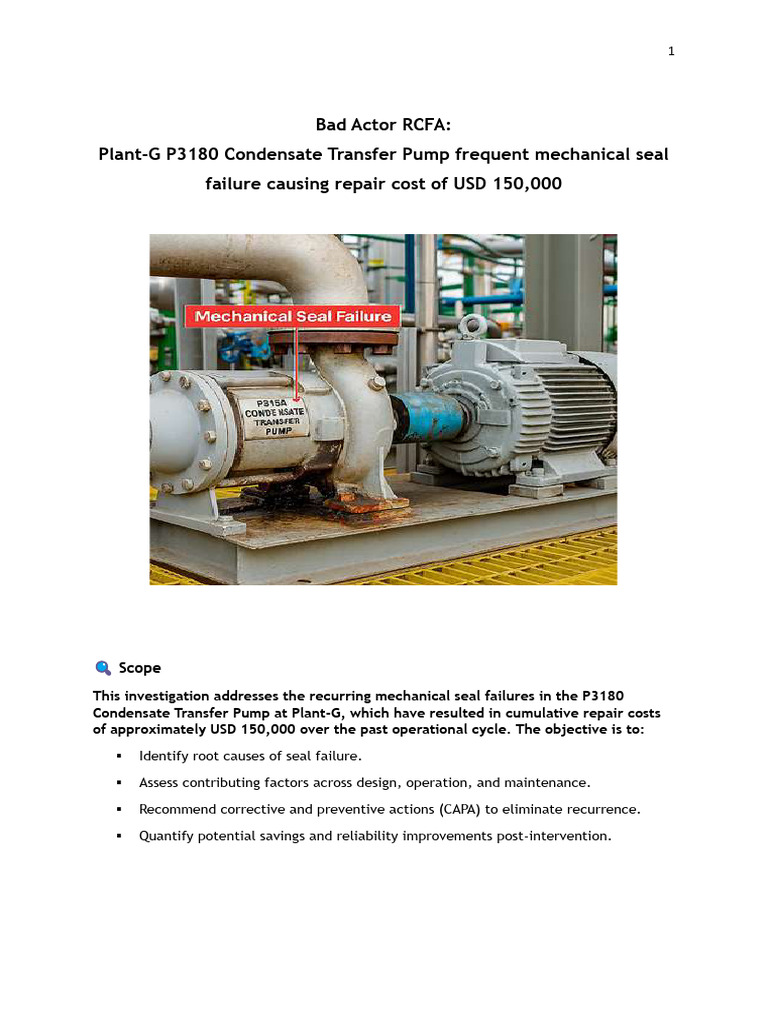 Condensate Transfer Pump Frequent Mechanical Seal | PDF | Reliability Engineering | Pump