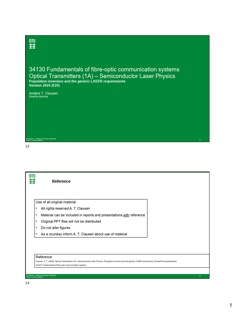 E25 Chapter 3 Optical Transmitters (1) - Semiconductor Laser Physics Final | PDF | Laser | P–N ...