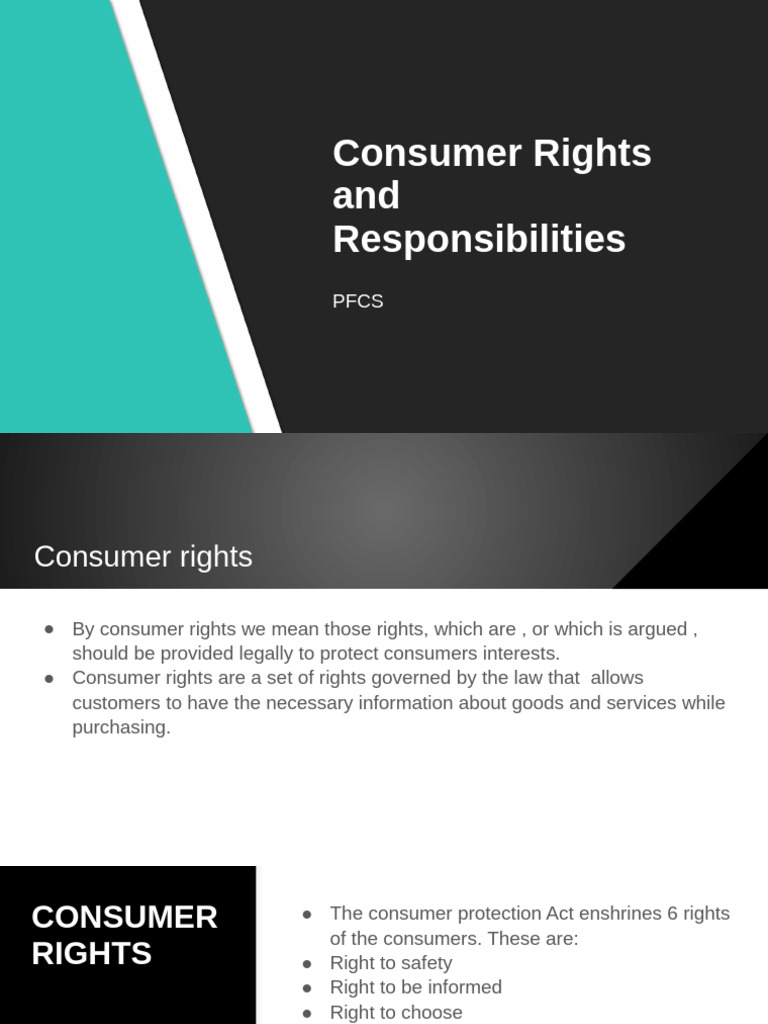 Consumer Rights and Responsibilities | PDF | Consumer Protection ...