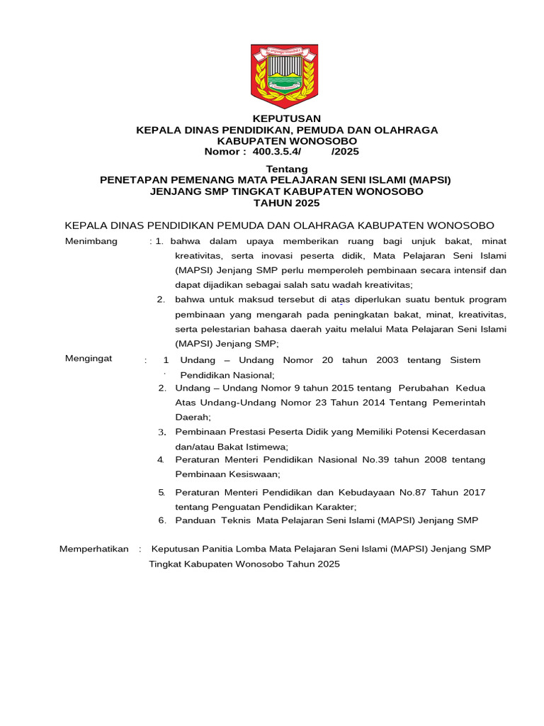 SK Pemenang Mapsi Tahun 2025 Print | PDF