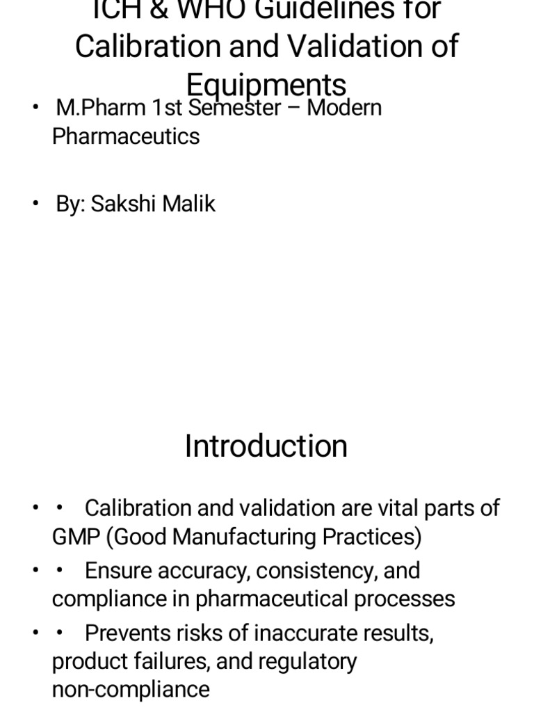 ICH & WHO Calibration and Validation Guidelines | PDF | Verification ...