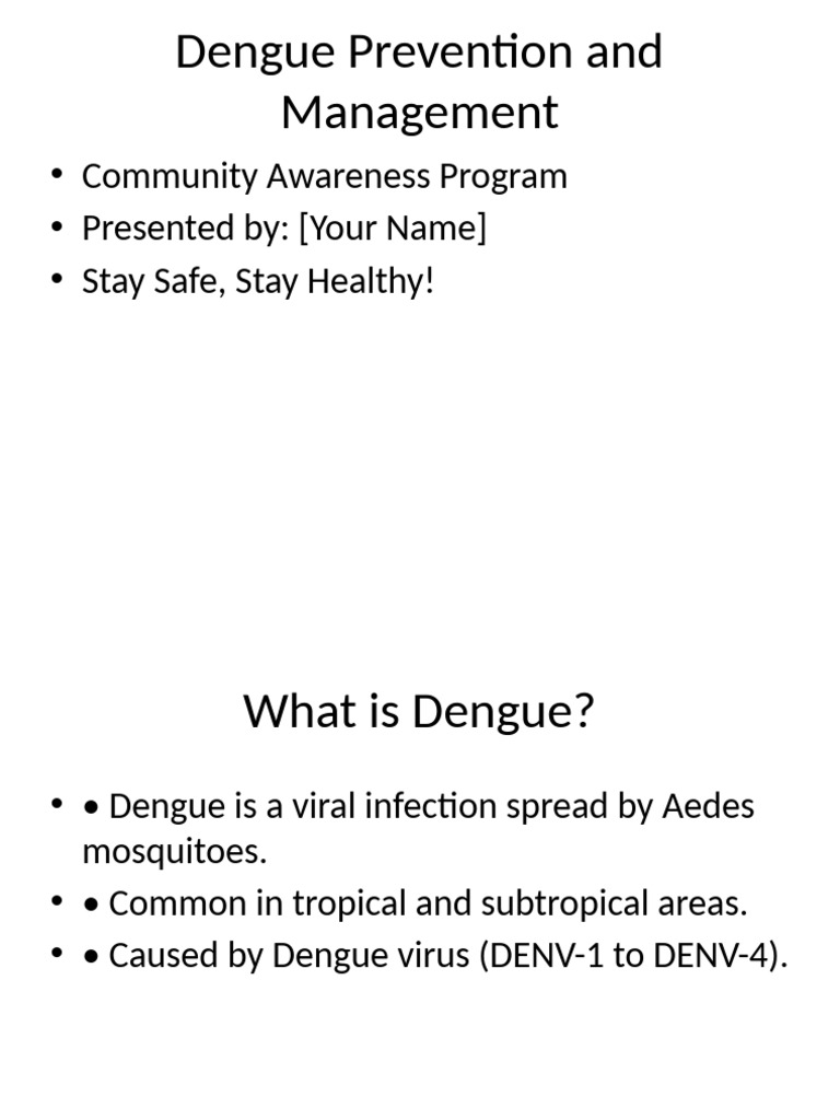 Dengue Prevention and Management Community Awareness | PDF