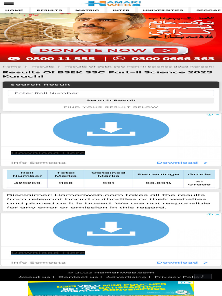 BSEK SSC Part-II Science 2023 Karachi | PDF