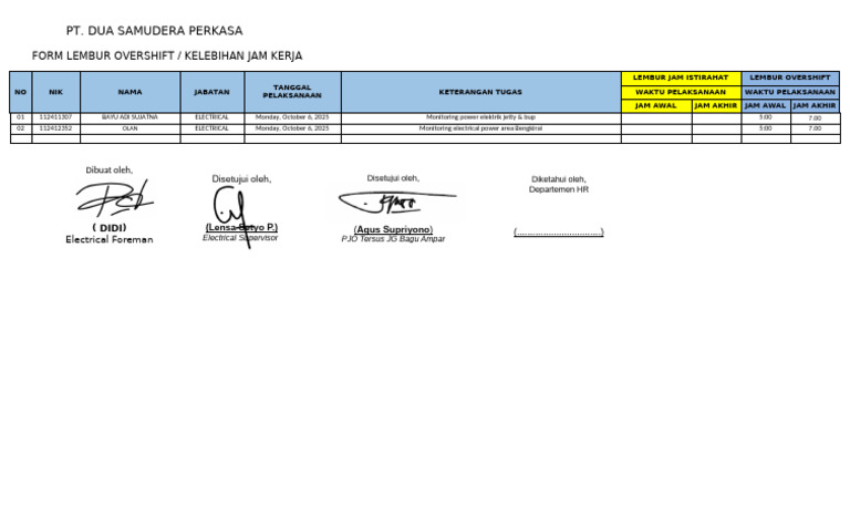 Lemburan Oktober 2025 di PT Dua Samudera | PDF