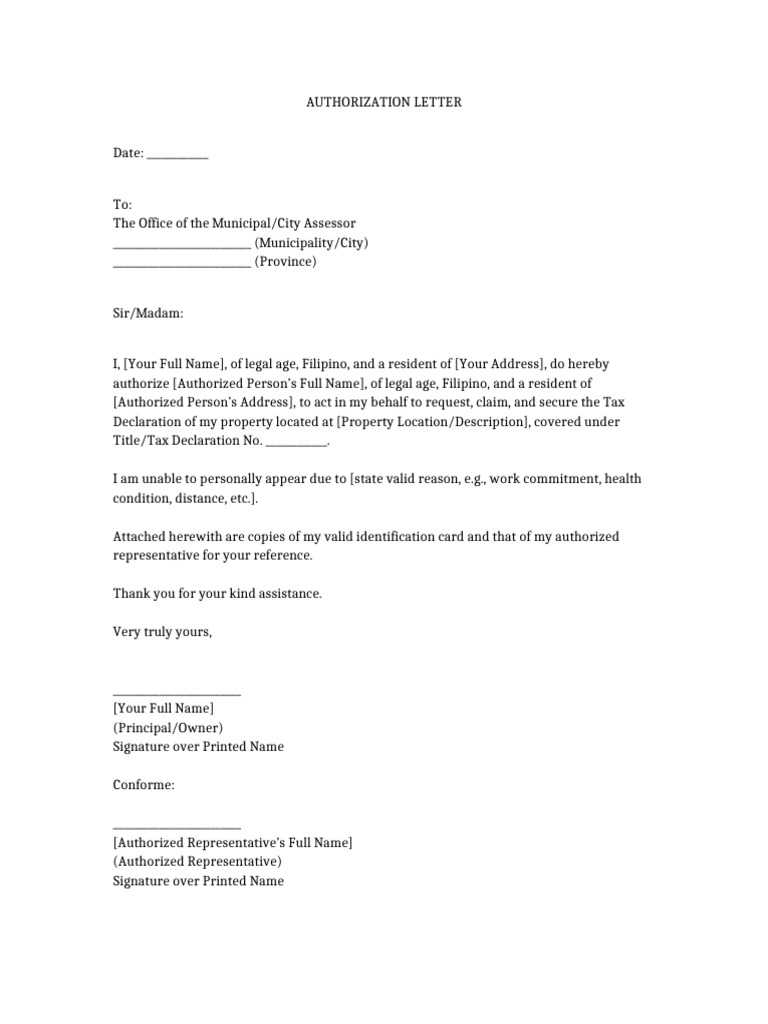 Authorization Letter Tax Declaration | PDF