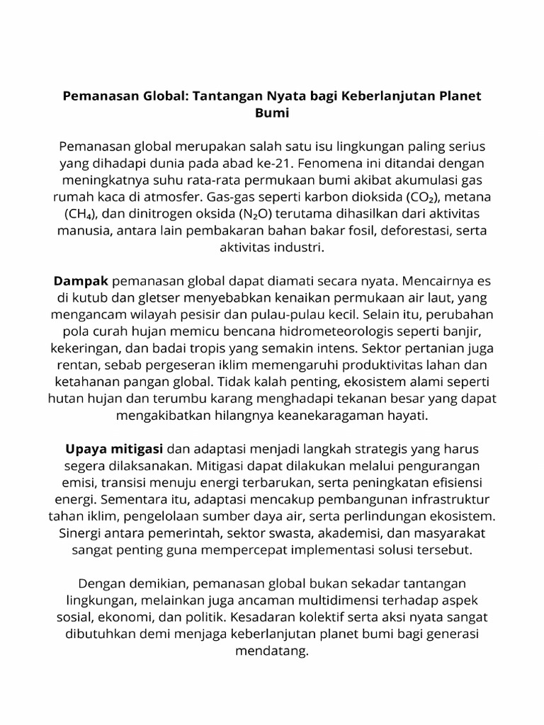 Pemanasan Global Tantangan Nyata Bagi Keberlanjutan Planet Bumi ...