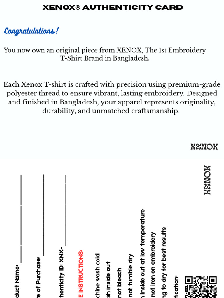 XENOX® Authenticity Card Guide | PDF