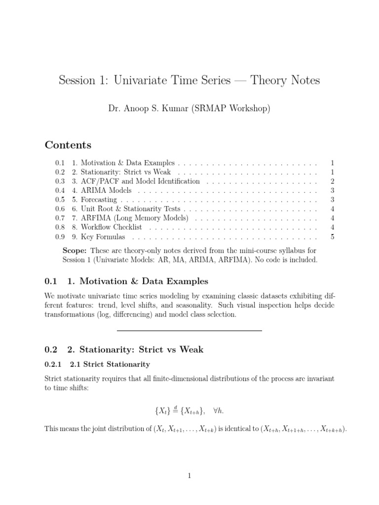 Session1 Univariate TheoryOnly | PDF | Stationary Process | Applied ...