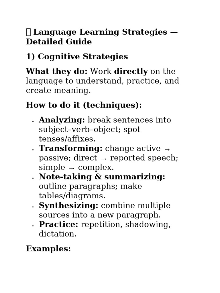 Effective Language Learning Strategies | PDF | Reading Comprehension ...