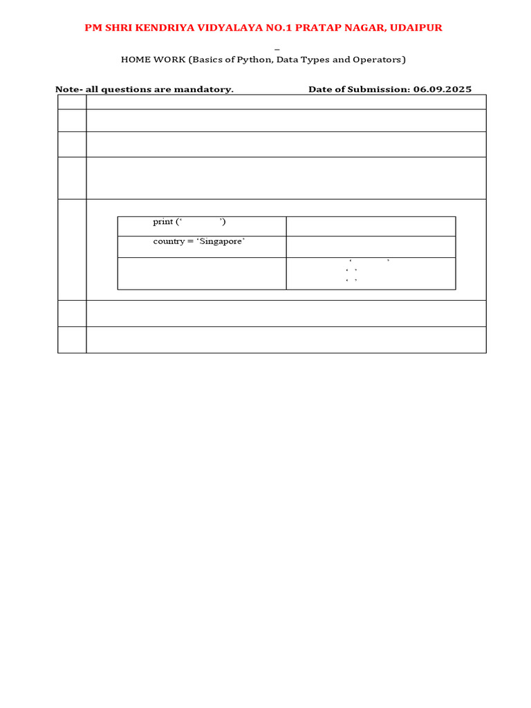 IP HOME WORK - Basics of Python, Data Types and Operators | PDF