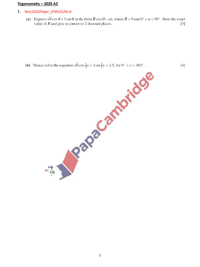 2020 A2 Trigonometry-1 | PDF