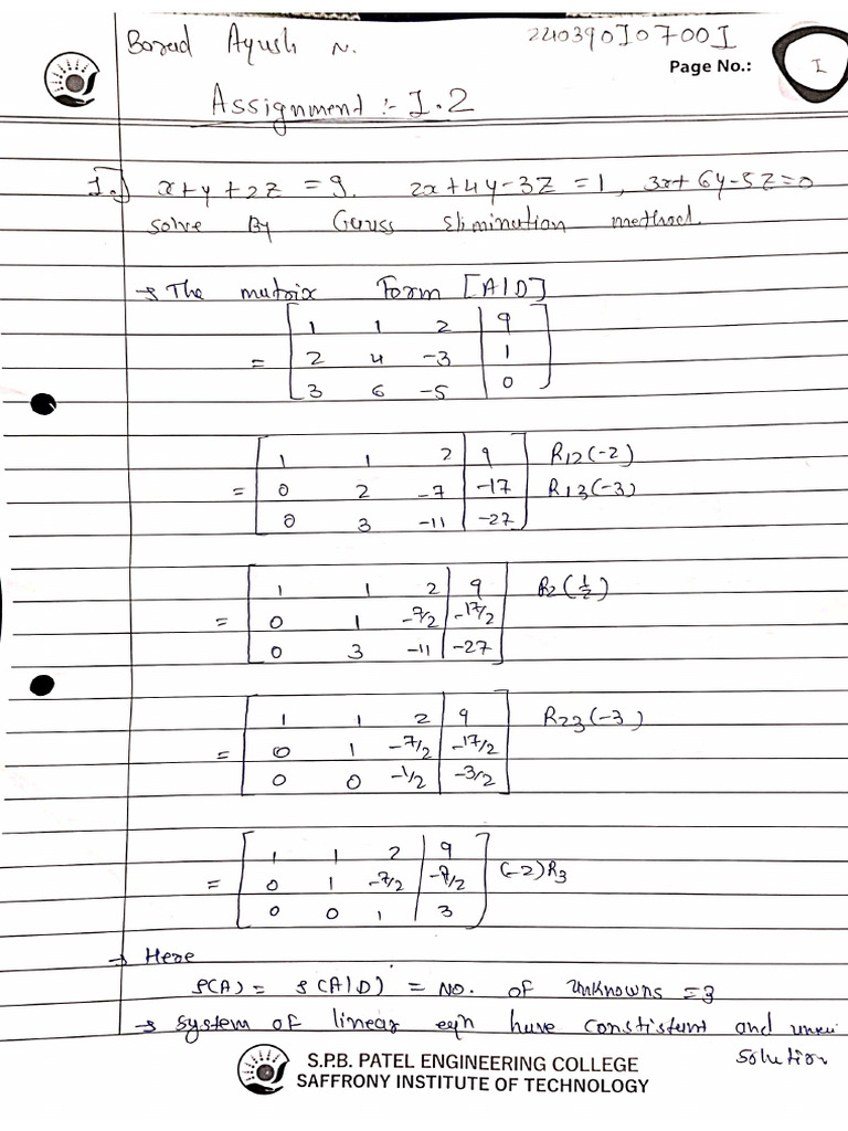 Matrix Assignment 2 | PDF