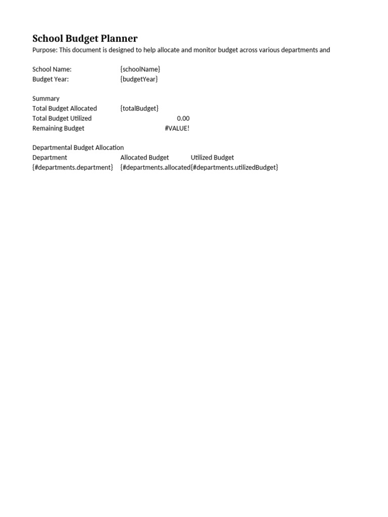 School Budget Planner | PDF