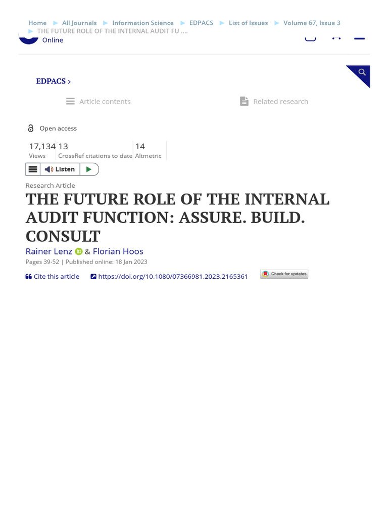 Full Article - The Future Role of The Internal Audit Function - Assure ...