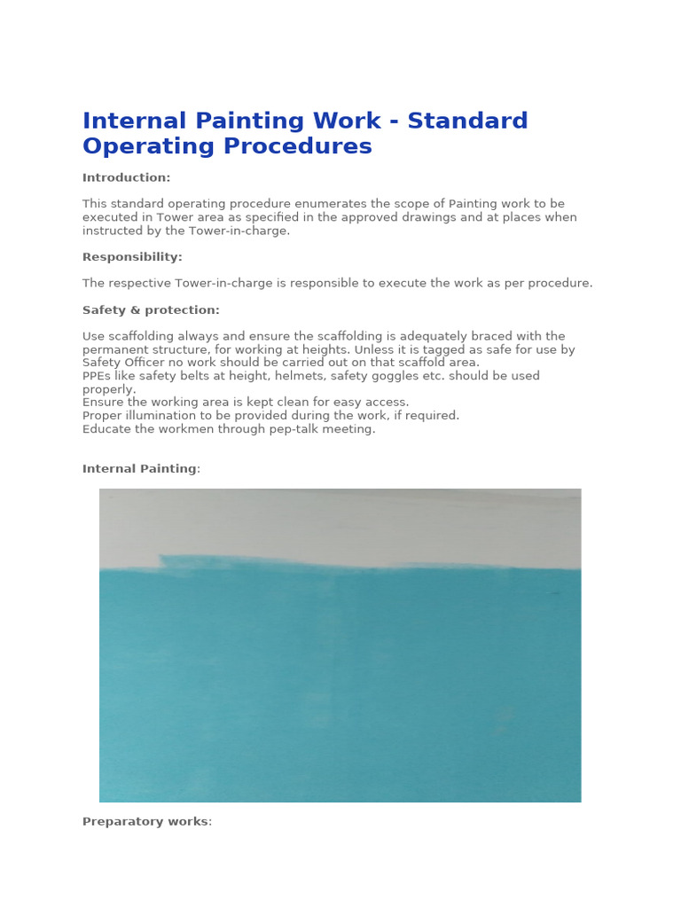 SOP for Internal Painting Work | PDF | Paint | Door