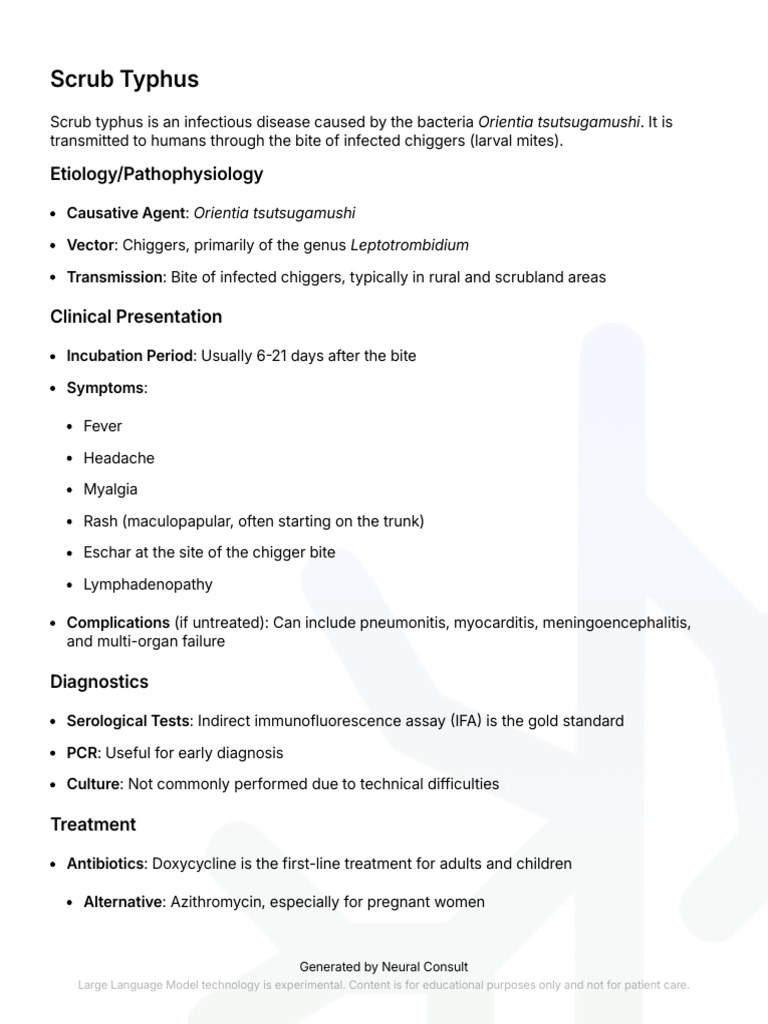 Scrub Typhus: Causes, Symptoms, and Treatment | PDF