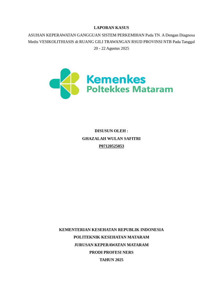 Asuhan Keperawatan Vesikolithiasis 2025 | PDF