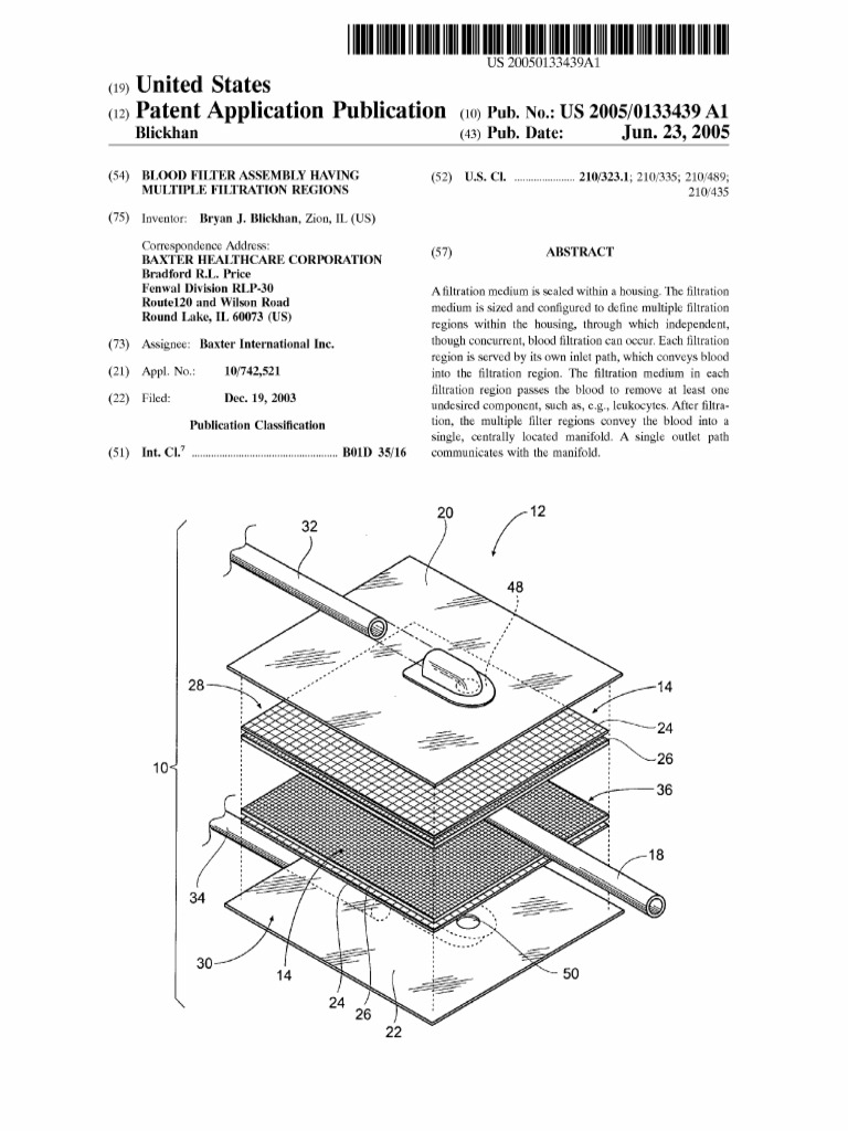Blood Filter Assembly Having Multiple Filtration Regions | PDF ...