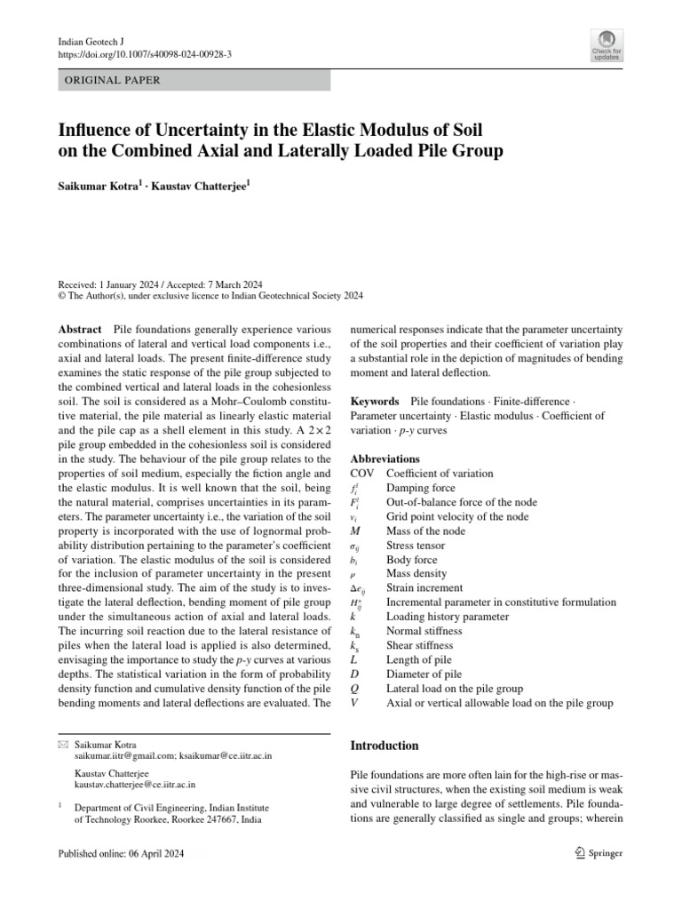 Influence of Uncertainty in The Elastic Modulus of Soil On The Combined ...