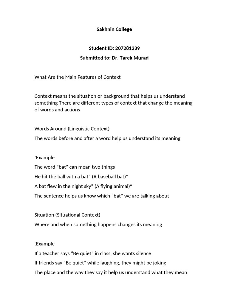 Understanding Context: Key Features | PDF