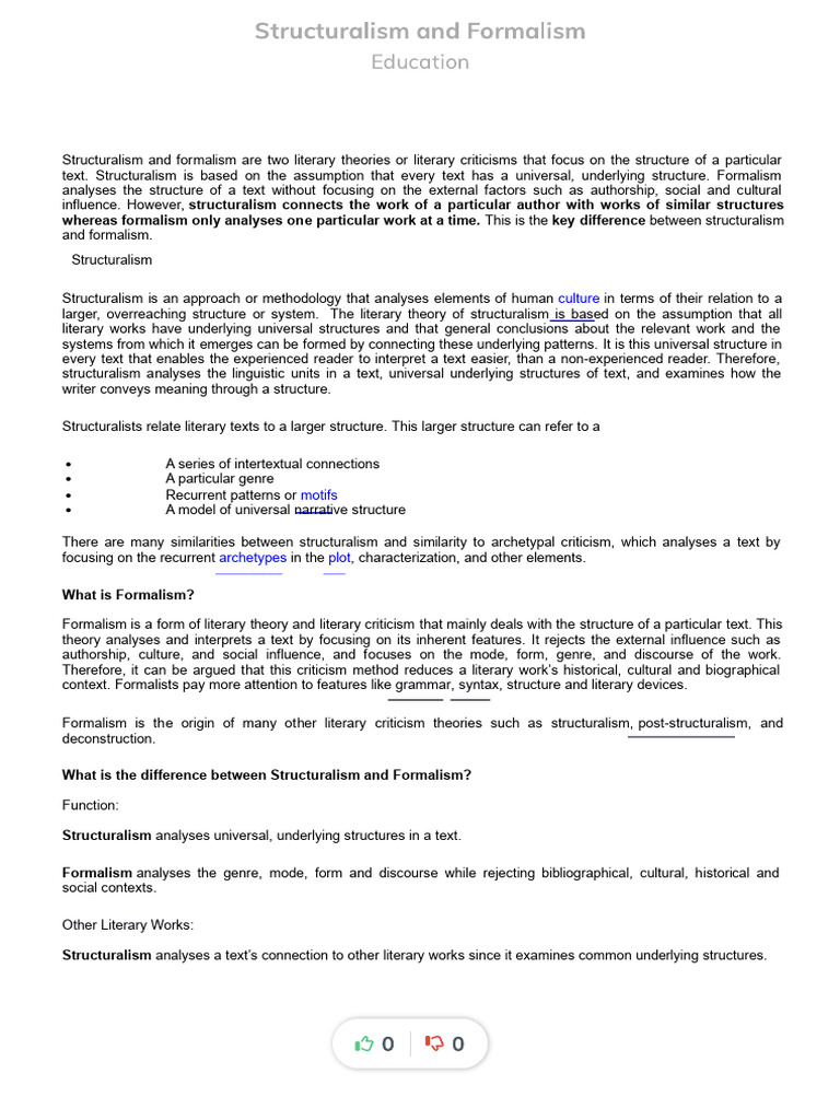 Structuralism and Formalism Compress | PDF | Deconstruction | Theory