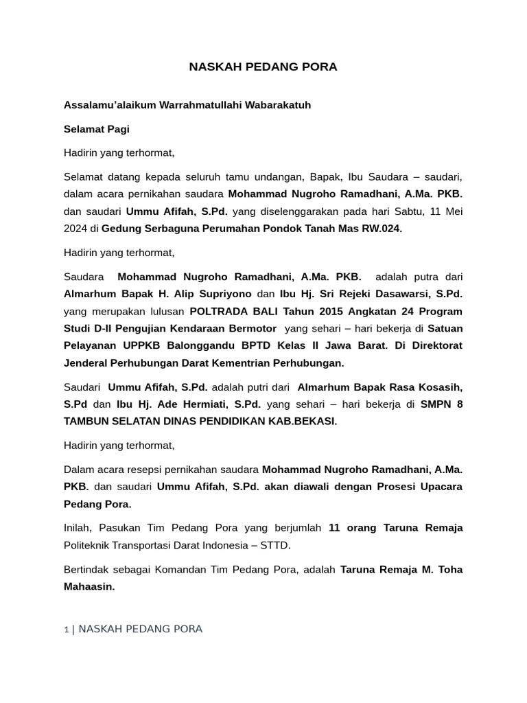 Naskah Pedang Pora-Cibitung 11 Mei 2024 Fix | PDF