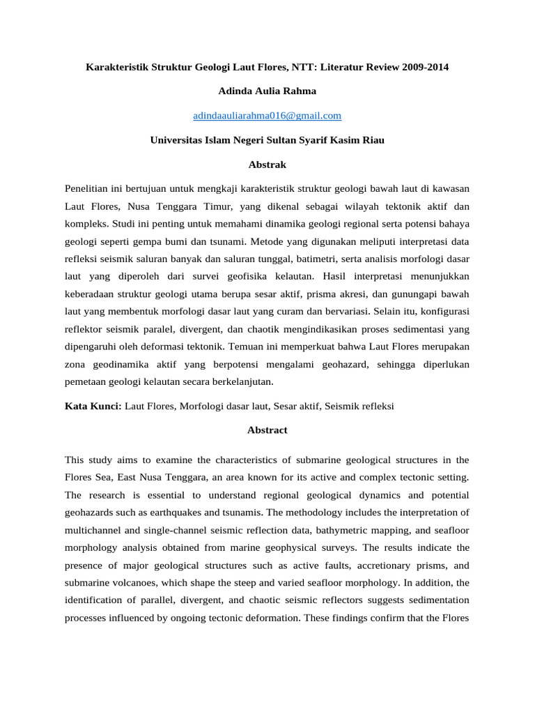 Struktur Geologi Laut Flores NTT 2009-2014 | PDF