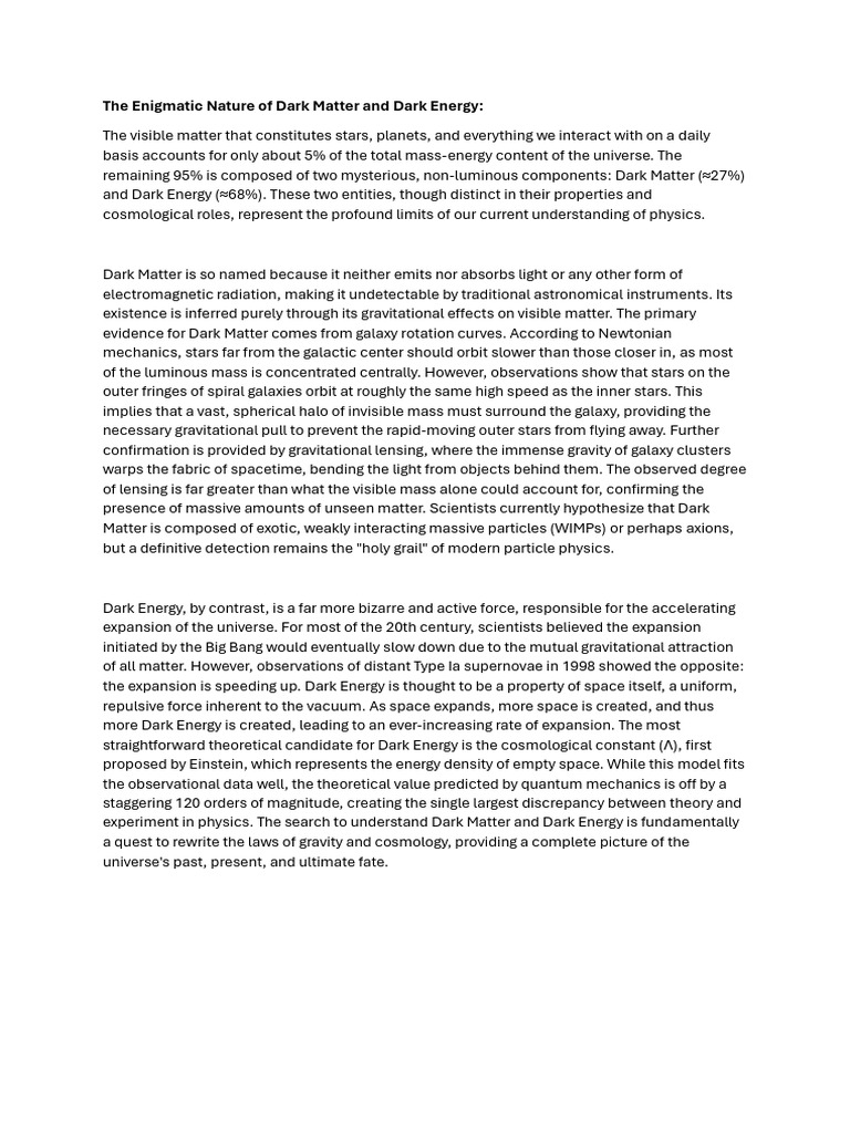 The Enigmatic Nature of Dark Matter and Dark Energy | PDF | Dark Matter ...
