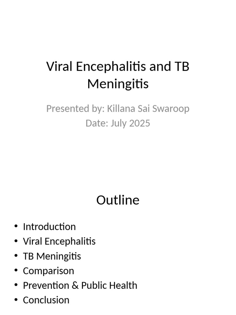 Viral Encephalitis TB Meningitis Presentation | PDF