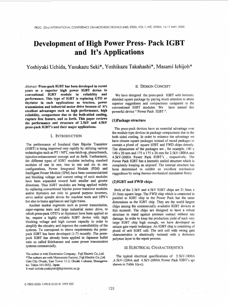 High Power Press-Pack IGBT Development | PDF | Electronic Engineering ...