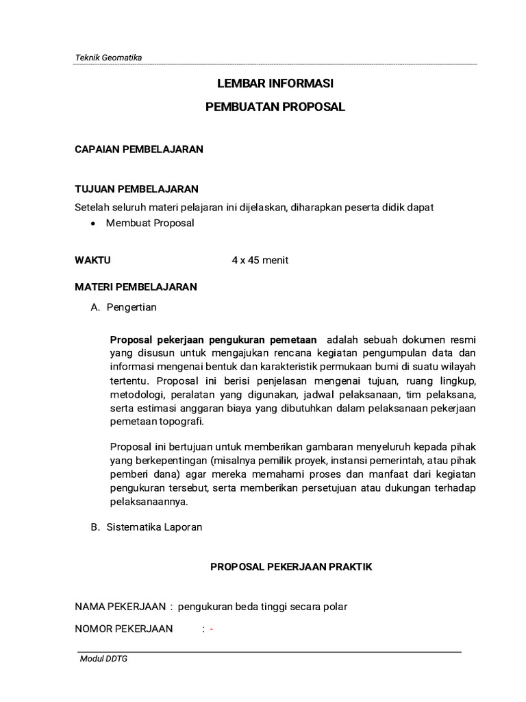 Lembar Informasi Pembuatan Proposal | PDF
