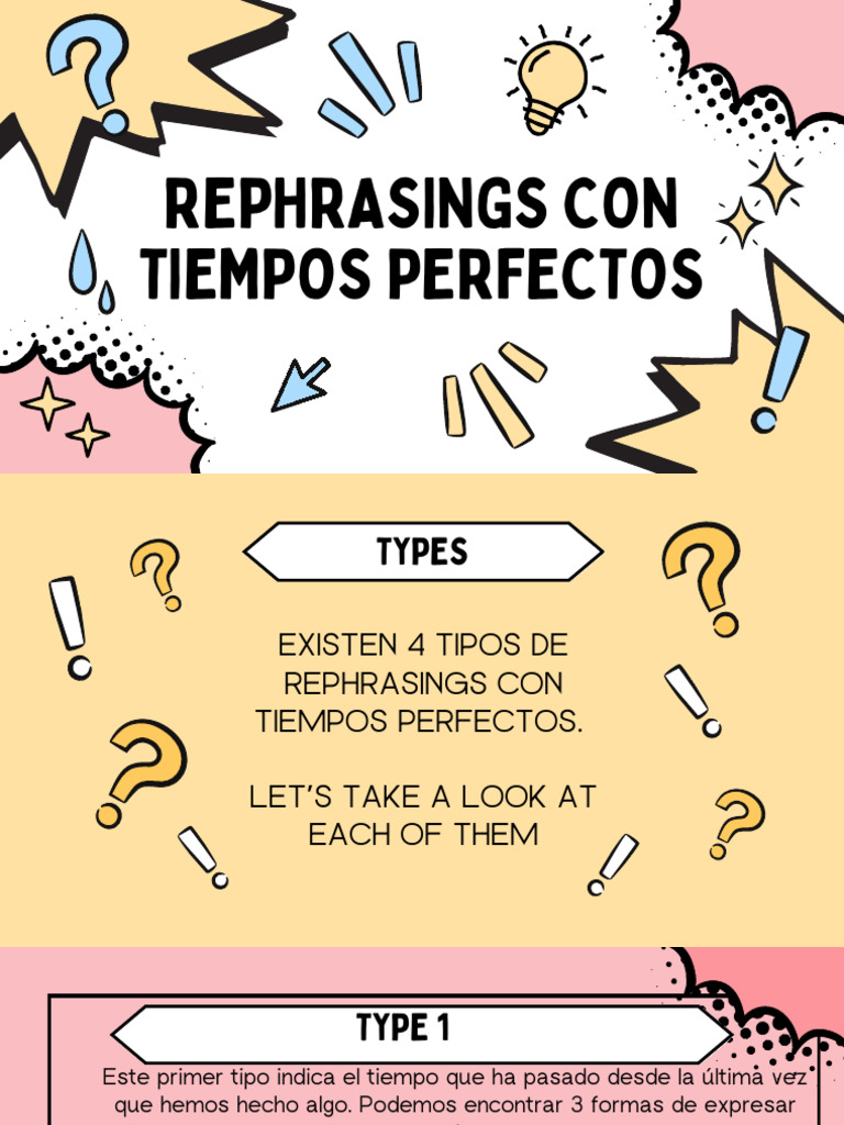 Rephrasings with Perfect Tenses | PDF | Syntax | Language Mechanics