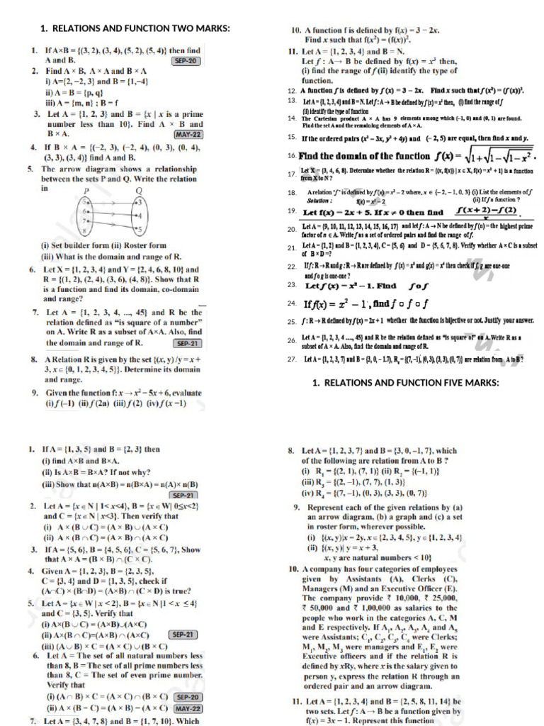 Relations and Functions Assessment Guide | PDF