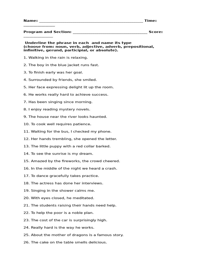 Grammar Phrase and Clause Identification | PDF | Verb | Syntax