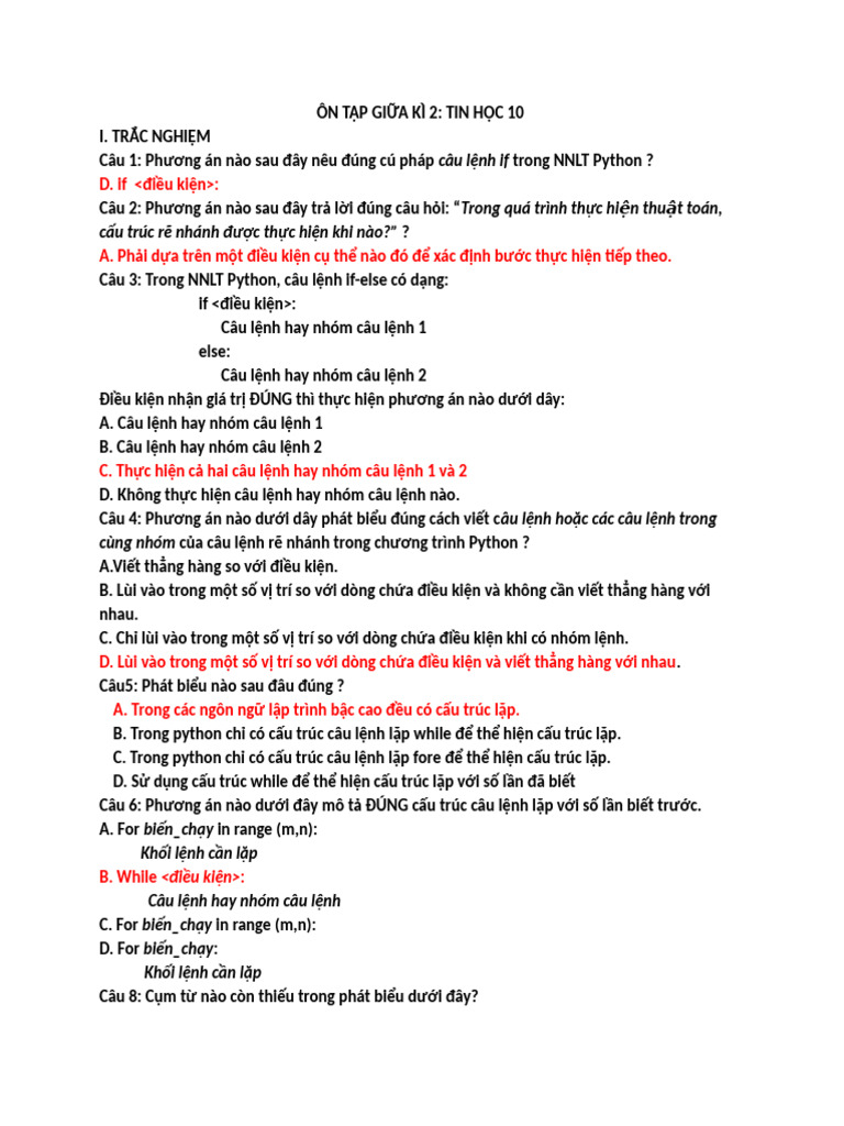 câu lệnh if Trong quá trình thực hi n thu t toán, cấu trúc rẽ nhánh ...