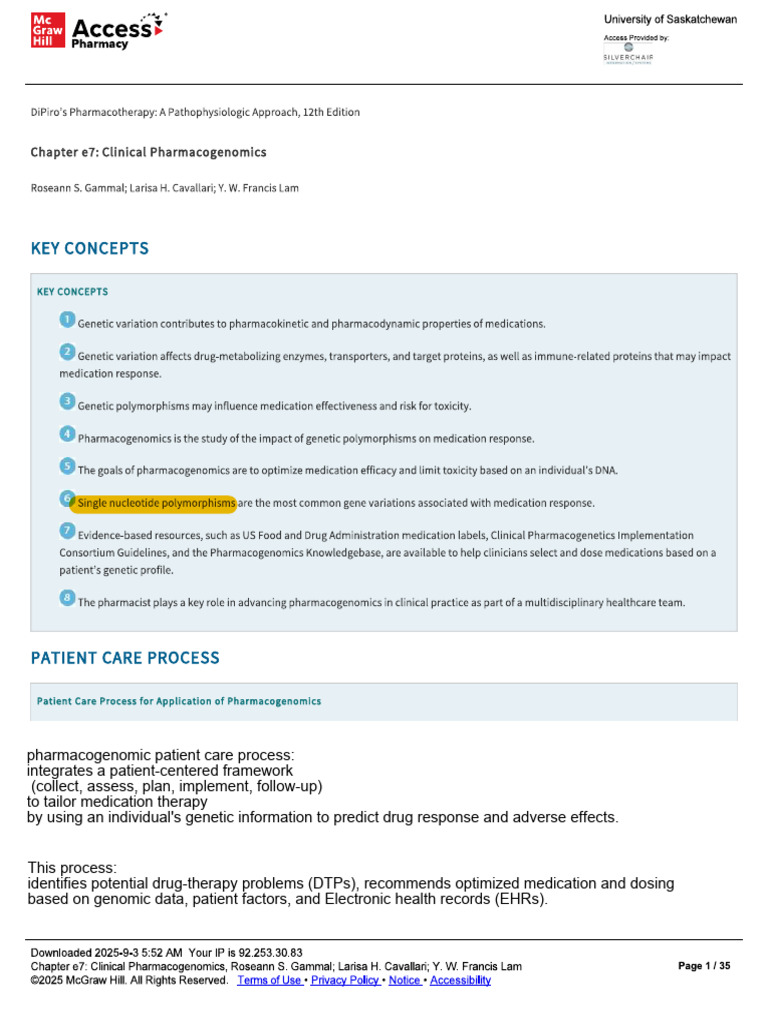 Clin Phgenomics 12 Ed-Dipiro | PDF