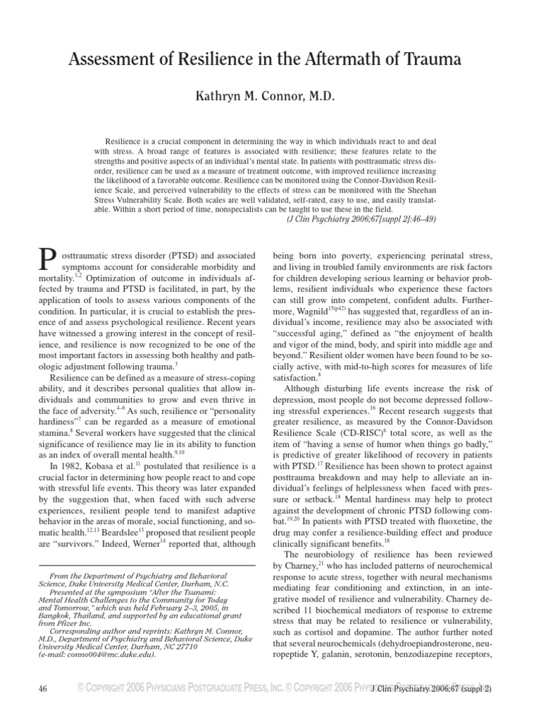 Assessing Resilience Post-Trauma | PDF | Psychological Resilience ...