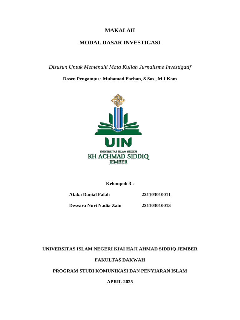 Makalah Jurnalisme Investigatif | PDF