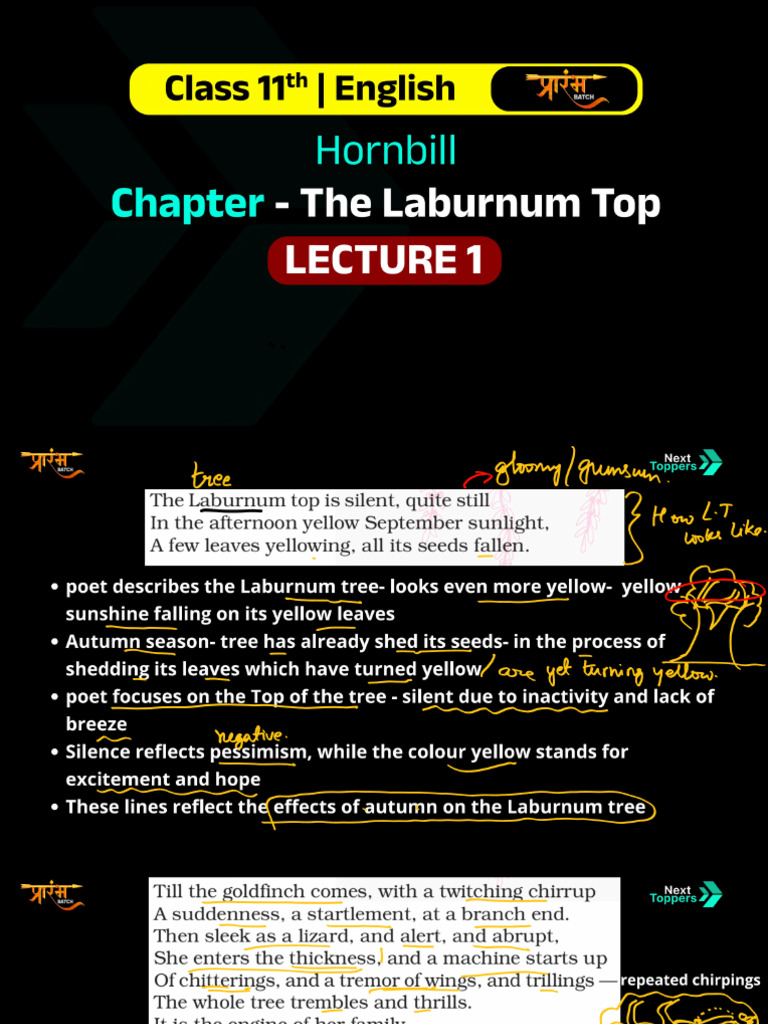 The Laburnum Top (Poem) L1 | PDF