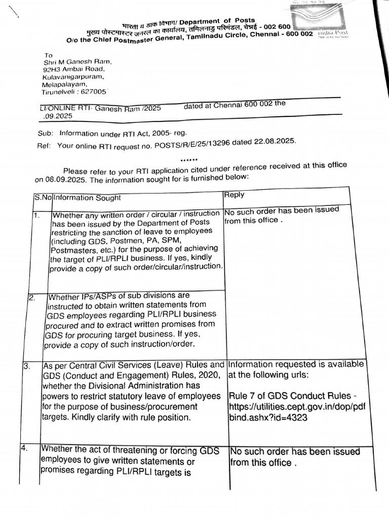 RTI Regarding Target Issue | PDF