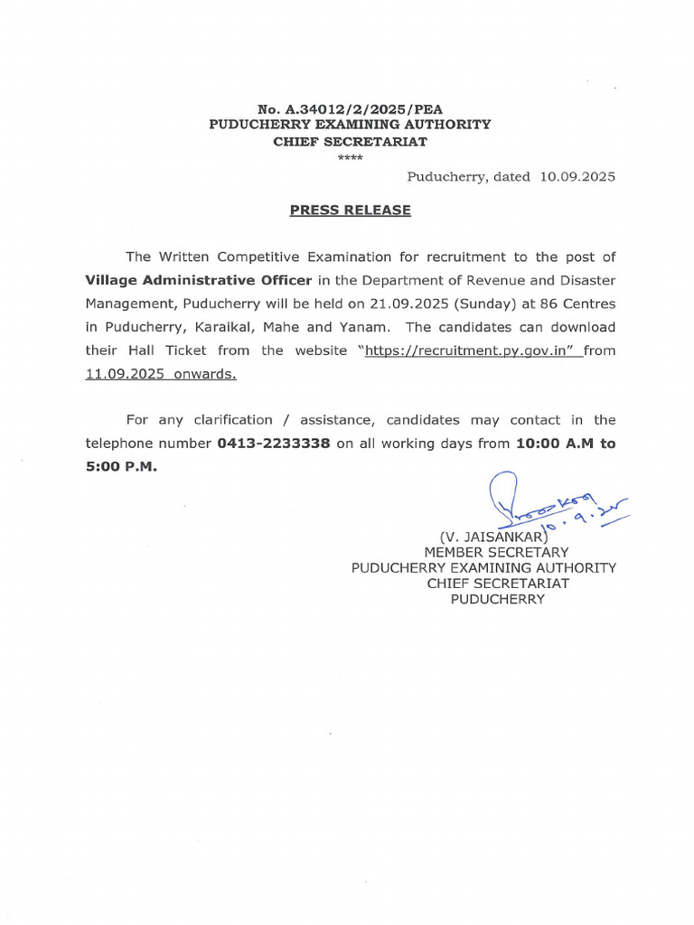 Vao Hall Ticket Press Release | PDF