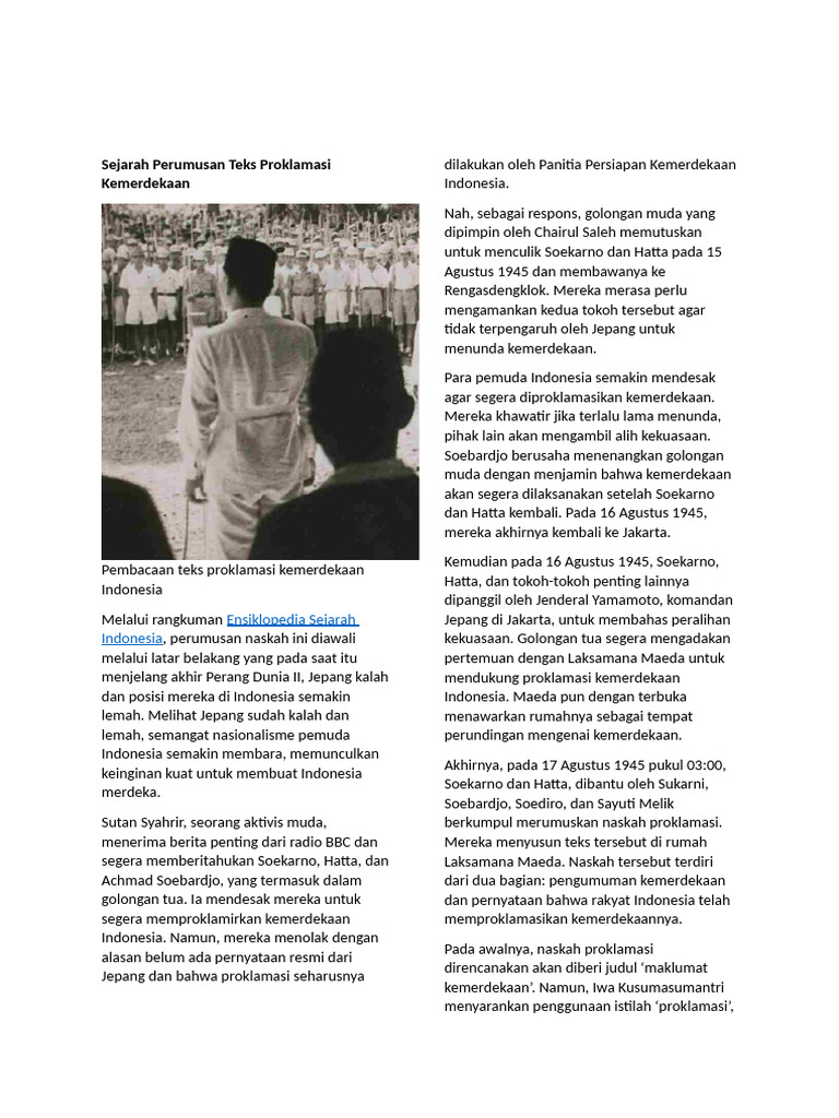 Sejarah Perumusan Teks Proklamasi Kemerdekaan | PDF