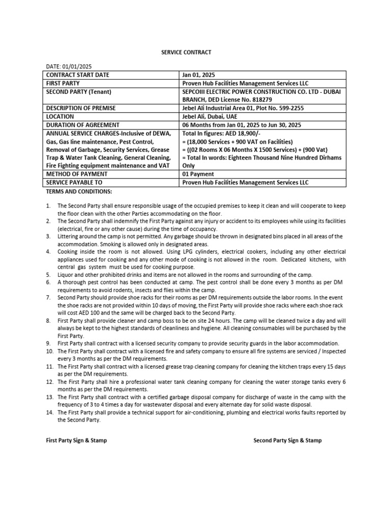 ServiceContract SEPCO 2X2200 | PDF | Lease