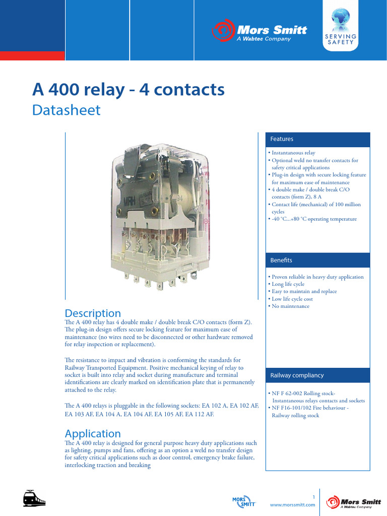 A 400 Relay Technical Datasheet | PDF | Electrical Connector | Relay